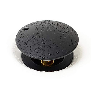 Purelux Pop Up Drain Stopper With Overflow for Bathroom Faucet Vessel or Vanity Sink, Matte Black Finish