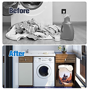 Western Cowboy Laundry Basket Desert Riding Foldable Oxford Cloth Funny Tote Bag Laundry Hamper Clothes Storage Bucket Organizer For Bathroom/Laundry Storage/Bedroom18.9x16.5 Inch