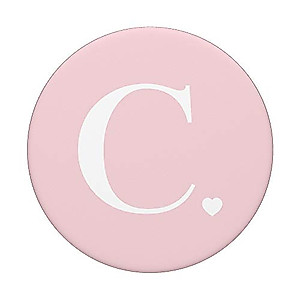 Light Pink White Monogram Letter C Initial Heart Design PopSockets Swappable PopGrip
