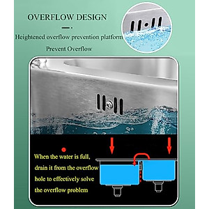 Stainless Steel Utility Sink, Single Bowl Free Standing Kitchen Sink, 1 Compartment Outdoor Garden Sink, Commercial Restaurant Sink Set with Drainer Unit, for Garage, Laundry (Color : Hot Cold taps,