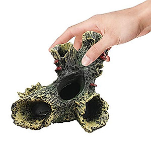 Lainrrew 3 Packs Aquarium Decorations Hollow Tree Trunk, Fish Tank Decorations Betta Fish Ornaments Resin Aquarium Log Caves Wood Hideout with Holes for Betta, Turtles, Reptiles