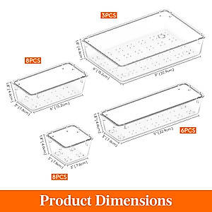 Lifewit 25 PCS Drawer Organizer Set Clear Plastic Desk Drawer Dividers Trays Dresser Storage Bins Separation Box for Makeup, Jewelries and Gadgets, Bedroom, Bathroom, Office