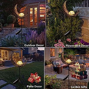 TAKE ME Moon Solar Lights Garden Outdoor Decor Waterproof Decorative Solar Stakes Lights for Patio Yard, Walkway,Lawn, Mother's Day Gifts