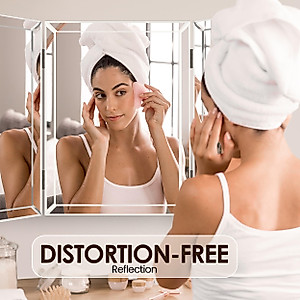 3 Way Mirror, Trifold Mirror, Trifold Vanity Mirrors, Three Way Folding, Tri Fold, For Braiding Hair, 3way, 3 Sided, Three Panel, Triple, Tabletop, Bathroom, Bedroom, Makeup, 360, 28 x 40 Inch