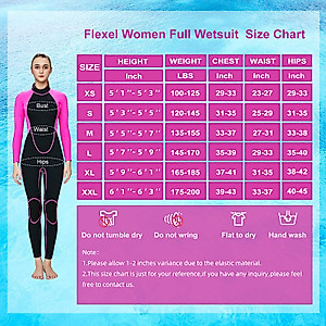 HIGI Flexel Full Wetsuit for Women,2mm Womens Wet Wuit Long Sleeve Swimsuits for Women in Cold Water Thermal Surfing Wetsuit Women Snorkeling Suit Scuba Swimsuit for Women black with pink, Large