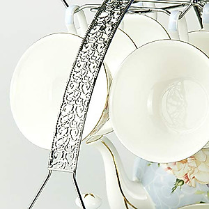 Mug Holder Coffee Cup Holder Stand Dishes Organizer Wrought Iron Mug Drainer Storage Drying Rack for Counter Cabinet Table Kitchen Restaurant Office (Silver A)