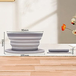 MQQFU Paperless Collapsible Pour Over Coffee Dripper, Portable Reusable Pour Over Coffee Maker with Stainless Steel Mesh Screen, Perfect for Single Cup Brewing, Travel, Camping, Home, Office (Grey)