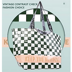 AMEIP Reusable Grocery Bags Foldable, 4 Pack Heavy Duty Large Shopping Cart Totes Portable Waterproof Bag Maximum 50 lbs with Reinforced Bottom & Handles for Cloth Toy Kitchen Picnic (Plaid)