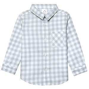 Gerber Baby and Toddler Boys Long Sleeve Button Up Plaid Shirt, Gray Plaid, 4T