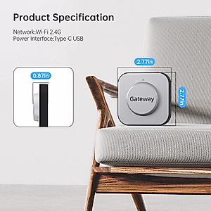 SMONET Smart Lock WiFi Gateway , TTLock Gateway G2 Gateway, Remotely Control Bluetooth Fingerprint Keyless Entry Door Lock, TTLock Smart Deadbolt WiFi Hub Compatible with Alexa,Google Home