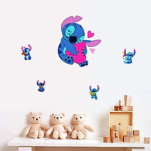 SKTFFR Lilo & Stitch Wall Stickers Cartoon Wall Decals Excellent Vinyl Wall Decor for Girls Room Living Room (Size 17.7 x 23.7 inch)