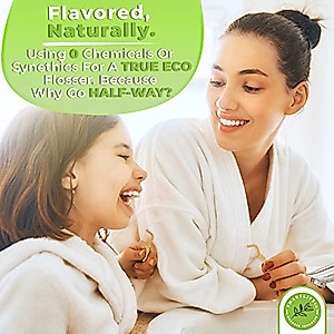 Biodegradable Dental Floss Picks - Natural Plastic Free Handle | Thin Thread Tooth Flossers for Adults & Kids | Toothpick Stick Soft on Gum & Teeth | Eco Friendly Zero Waste Vegan Organic (200, Mint)