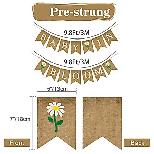 GCQQ Baby In Bloom Banner, No DIY Baby in Bloom Burlap Banner, Daisy Baby Bloom Banner, Rustic Baby In Bloom Banner for Baby Shower, Welcome Baby, Mommy to Be Party Supplies