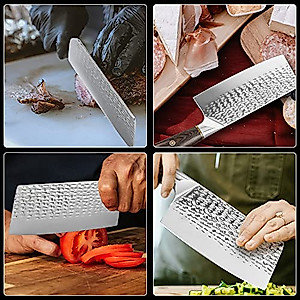 Meat Cleaver - Hand Forged Heavy Duty Meat Chopper - High Carbon Stainless Steel Butcher Knife - Kitchen Chopping Knife for Home Kitchen and Restaurant (Black)