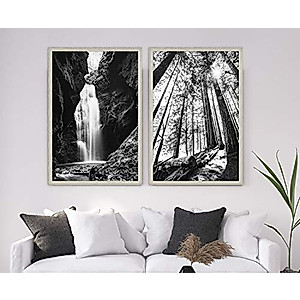 MCS Studio Gallery 24x36 Poster Frame Gray Woodgrain, Vertical & Horizontal Wall Hanging Large Picture Frame for Photos, Posters & Art Prints (2-Pack)