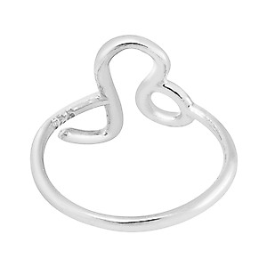 AerVida Unisex Simple Minimalistic Astrological Zodiac Sign 'Leo' .925 Sterling Silver Band Ring (10)