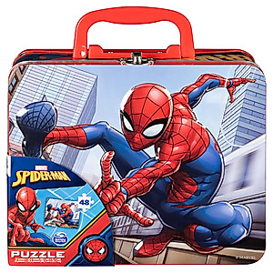 Spiderman Large Lunch Tin Box with 24pc puzzle inside