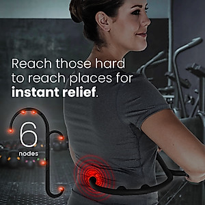 LiBa Back and Neck Massager - Trigger Point Massage Tools for Pain Relief and Self Massage Hook Therapy Handheld Back Neck Shoulder Massager Black - Gift for Women & Men