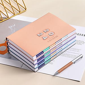 Saterkali 2024 Planner-Weekly and Monthly English Planner Faux Leather Hardcover Elasticized 155 Ink-Proof Pages A5 Size Elegant Diary Notebook Student Products Grey