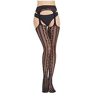 GEMLORD 7 Pairs Women Fishnet Stockings - Thigh-High Stockings Tights Suspender Pantyhose Stockings, Black Fish Net Tights Lace Stockings