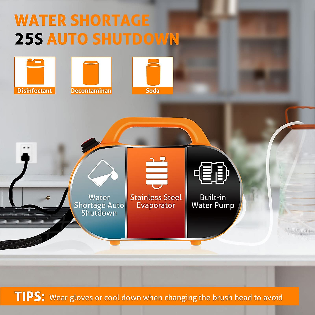 WICHEMI 1800W Steam Cleaner for Cleaning, Handheld Steamer High Pressure Steam Machine + 1800W Multipurpose High-Temp Floor Steam Mop Steam Cleaning Machine for Home Use Car Detailing