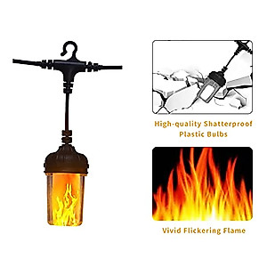 FUCHSUN $$$ 23 FT Outdoor String Lights 10 Led Flame Effect Light for Patio Backyard Porch Garden Waterproof Cafe String Lighting Outdoor Decoration for Party and Wedding-Warm White