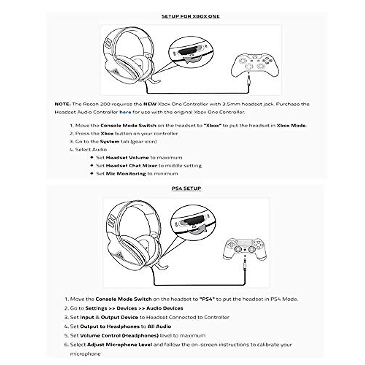 Turtle Beach Recon 200 Amplified Gaming Headset for Xbox and PlayStation
