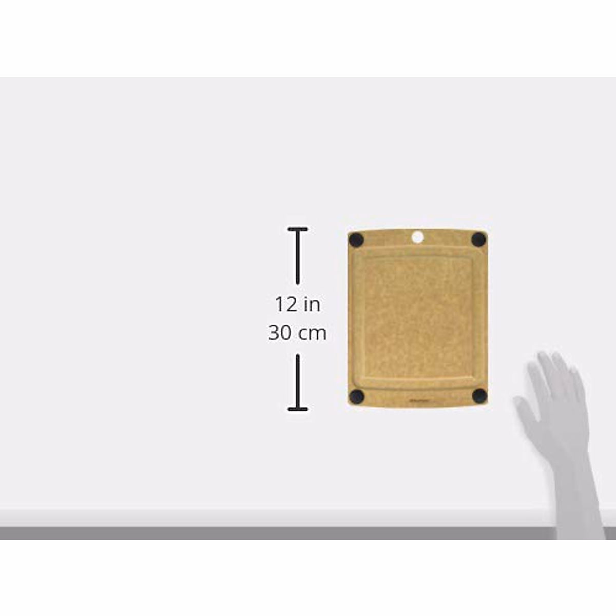 Epicurean All-In-One Cutting Board with Non-Slip Feet and Juice Groove, 11.5" × 9", Natural/Black