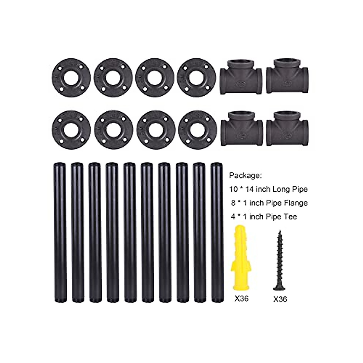 Niubid 28 Inch Industrial Pipe Table Leg Set - Iron Base LegsCoffee & End Tables, Desks, Nightstand - Vintage, Mid-Century Modern Aesthetic - Dark Grey Black Rough Pipes