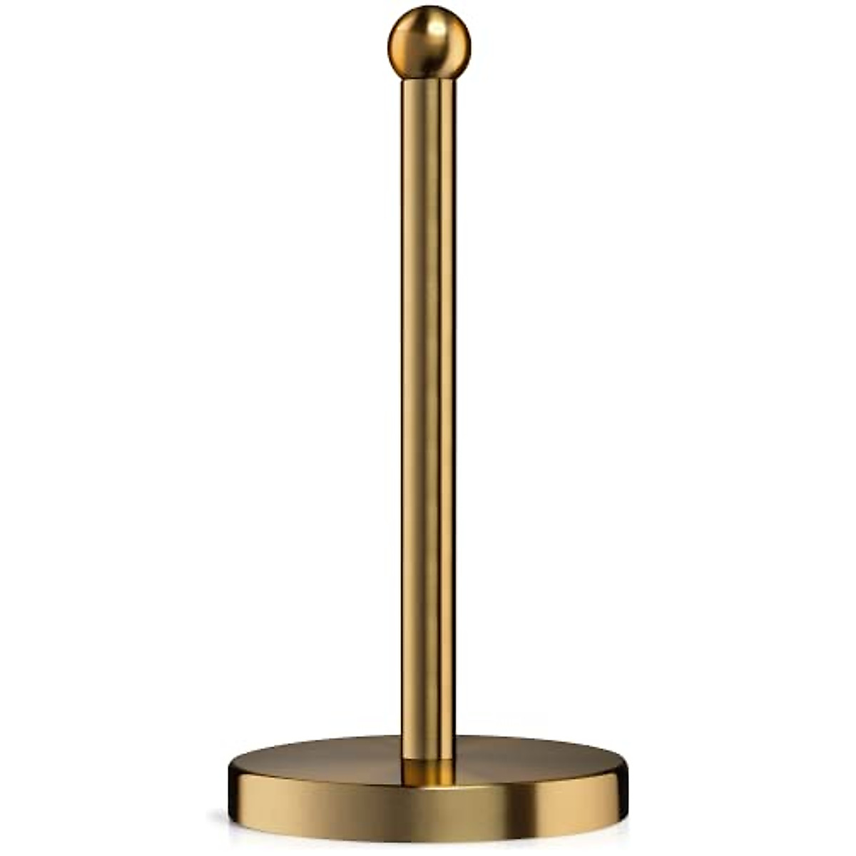 Modern Touch Accents Paper Towel Holder – Hand Towel Dispenser with Weighted Non-Slip Base for Kitchen, Countertop, Bathroom & Hotels - Easy One-Handed Tear Toilet Paper Roll Holder (Brushed Gold)