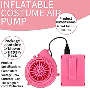 Wittocs Pink Costume Fan Mini Blower Fan for Dinosaur Halloween Inflatable Blow Up Costume(Upgraded Version)