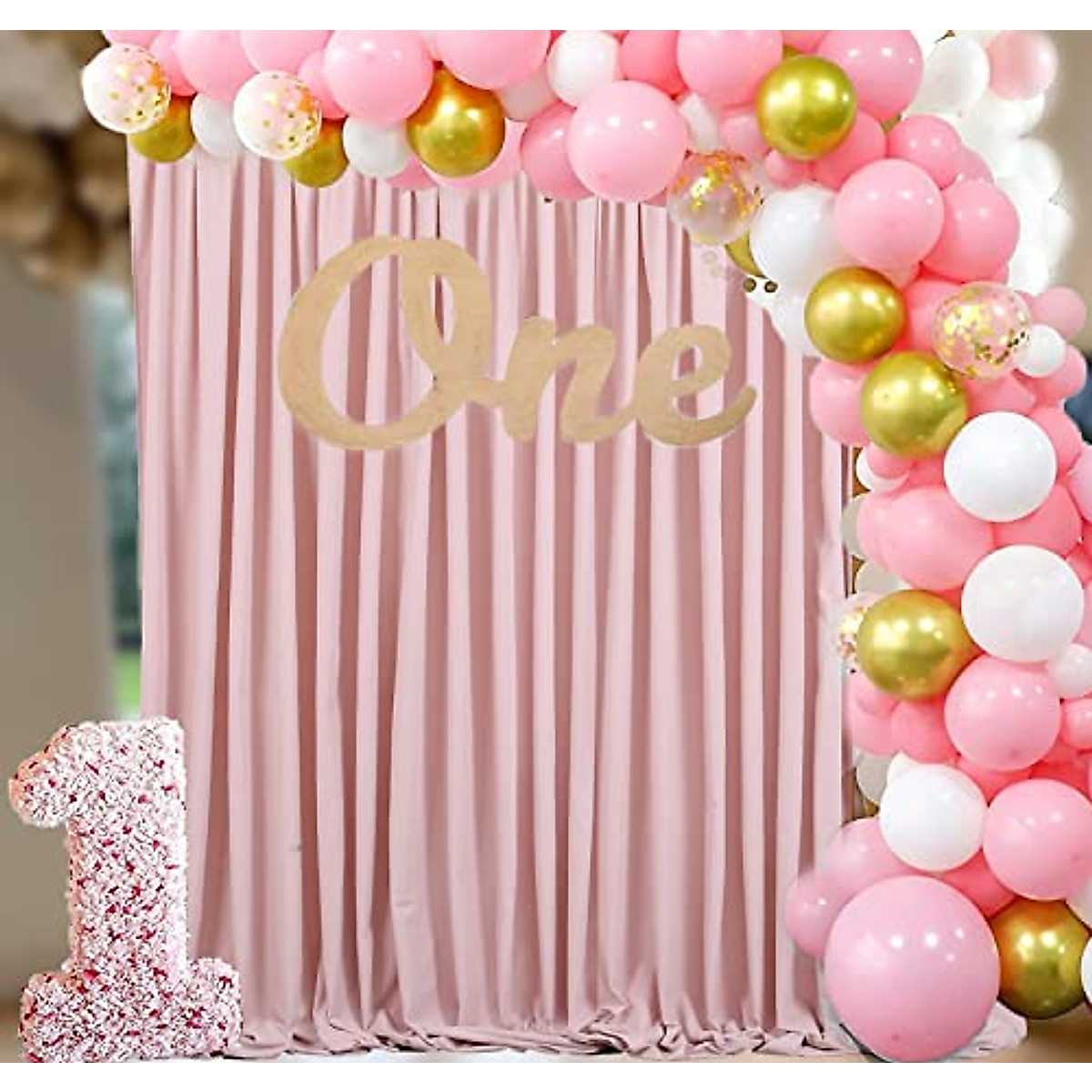 Pink Backdrop Curtains 2 Panels 5ft x 10ft Backdrops Curtains for Parties Mother`s Day Valentines 10ft x 10ft