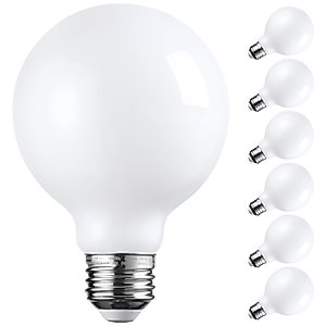 TORCHSTAR G25 Globe Light Bulbs LED Dimmable, Round Frosted Vanity Light Bulb for Bathroom, LED Edison Bulb, 4.5W(60W Eqv.), UL & Energy Star Listed, 500lm, E26 Base, 2700K Soft White, Pack of 6