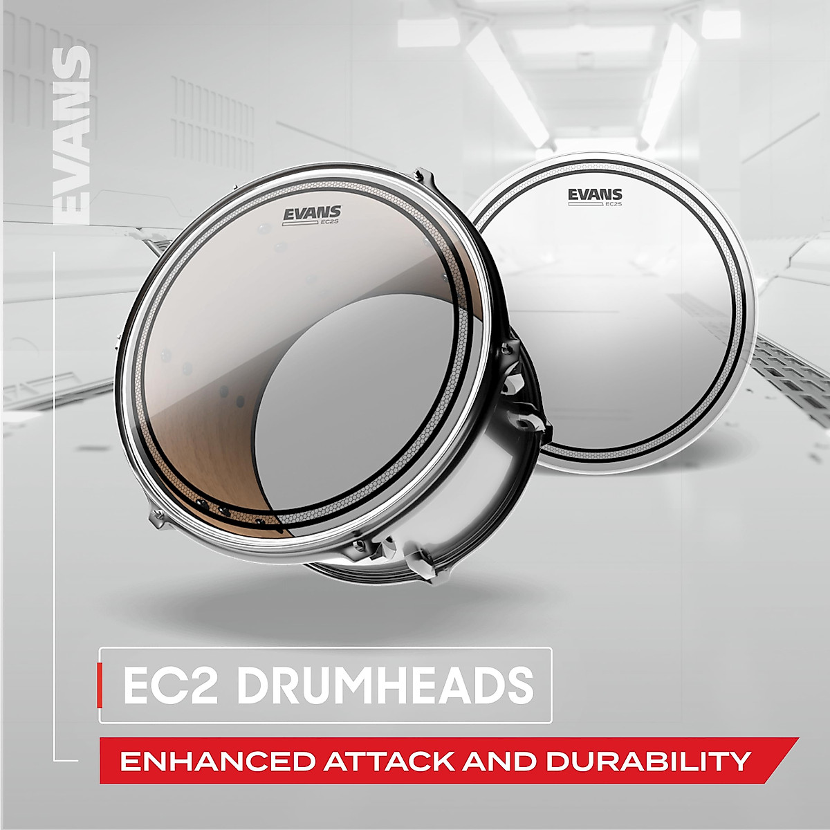 Evans Drum Heads - EC2S Clear Rock Pack (10", 12", 16") with 14" HD Dry Snare Batter