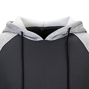 Maiyifu-GJ Men's Fleece Color Block Pullover Hoodies Slim Fit Drawstring Hooded Sweatshirt Casual Long Sleeve Gym Hoodie (Dark Grey,XX-Large)