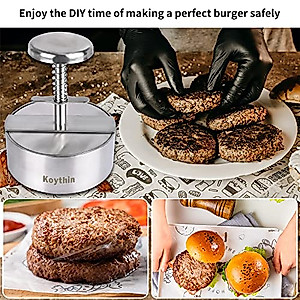 Koythin Burger Press, Adjustable Hamburger Patty Maker, Non Stick Patties Making Molds Suitable for Beef, Vegetables, Burgers and Cooking, Ideal for BBQ and Homemade Hamburger (Diameter 11.5cm)