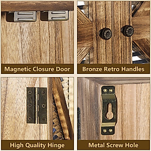 Butizone Small Bathroom Wall Cabinet, 17x21'' Barndoor Medicine Cabinet Wall Mount, 3 Tier Rustic Bathroom Storage Cabinet Over Toilet with Adjustable Shelf and Towel Bar for Bathroom Laundry Room