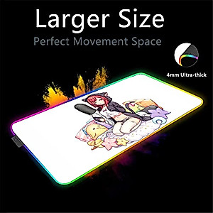 Mouse Pads Sexy Butt Anime Girl Gaming Mouse Pad RGB LED Durable Natural Rubber Base Cloth Surface Waterproof Mats RGB 35.43 inch x15.74 inch,A4