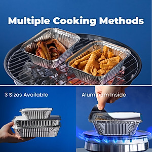 Fit Meal Prep [100 Pack 1 lb Small Aluminum Foil Pans with Lids, Disposable Take Out Food Containers with lids for Freshness and Spill Proof, 5 x 4 Disposable Cookware for Catering, Restaurants