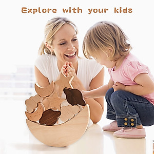 Youuys Baby Stacking Wooden Toys for Toddlers Balance Natural Wood Stacking Teether Block Montessori Toys for Fine Motor Skills for Infant Boys Girls Gifts