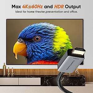 CableCreation Active DP to HDMI Cable HDR 4K@60Hz 2K@144Hz 1080P@144Hz, 8FT Unidirectional DisplayPort to HDMI Monitor Cable, DP 1.4 to HDMI 4K Braided, Support Eyefinity Multi-Display, Aluminum