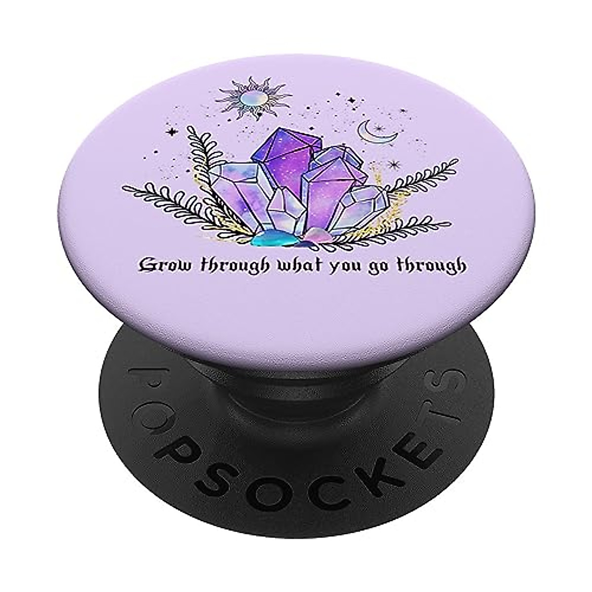 Purple Sun Moon Celestial Bodies Mystical Crystals PopSockets Standard PopGrip
