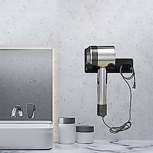Blow Dryer Holder Wall Mount, Yimerlen Hair Dryer Holder Compatible with Dyson Hair Dryers for Bedroom and Bathroom 　(Black)
