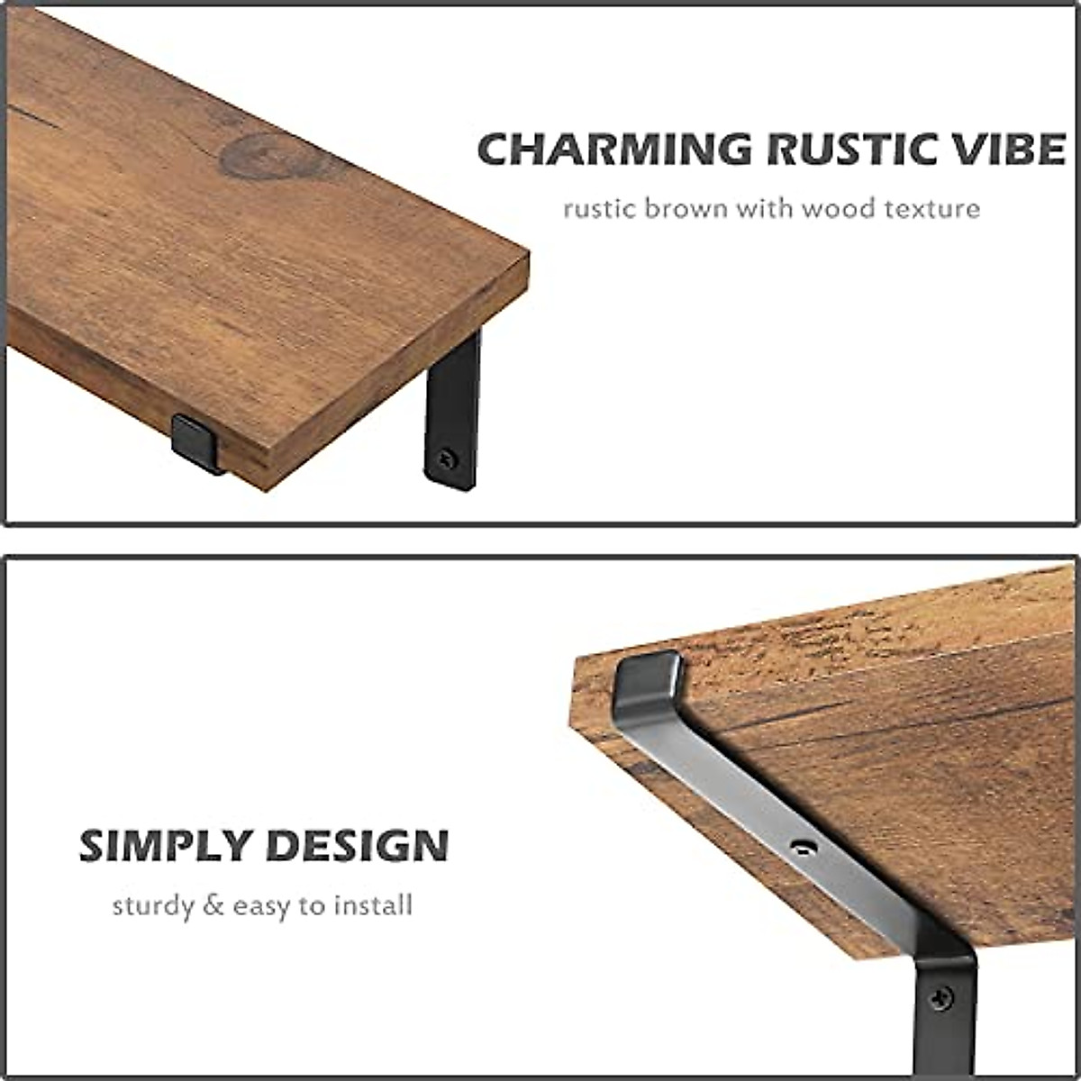 QEEIG Farmhouse Wall Shelf Floating Shelves Bathroom Shelve Bedroom Living Room Shelfs 24 inches Long Set of 2, Rustic Brown (009-60BN)