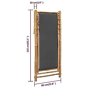 MBFLUUML Beach Sling Patio Chair, Outdoor Folding Recliner Chair,Deck Chair Bamboo and Canvas Dark Gray Suitable for Lawn, Garden, Porch and Backyard.