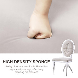 Asday Beige Dining Chairs Set of 2, Beige Velvet with Sliver Polished Metal Legs Dining Room Chiars, Upholstered Kitchen Chairfor Living Room, Dinning Room, Office(Set of 2)