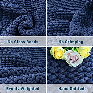 Weighted Idea Queen Size Weighted Blanket (60" x80", 15 Pounds, Navy Blue) Chunky and Soft,Handmade Throw Blanket for Adults, Best Gift for Christmas