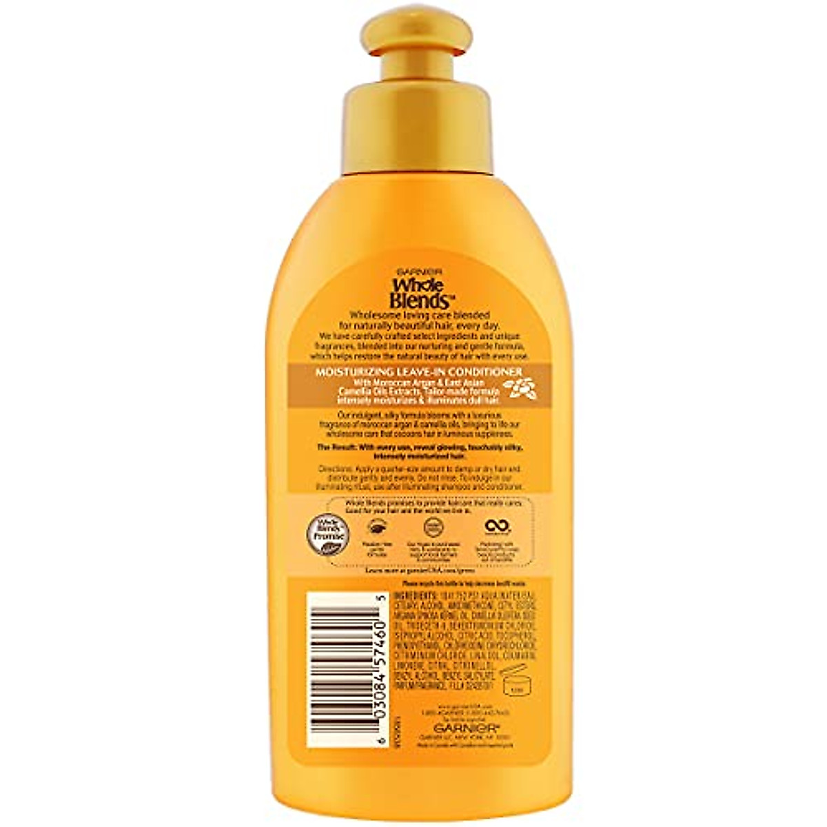 Garnier Whole Blends Moroccan Argan & Camellia Oils Moisturizing Leave-in Conditioner for Dull Hair, 5.1 Fl Oz, 1 Count (Packaging May Vary)