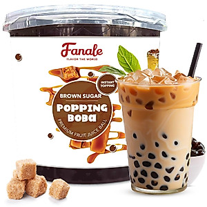 Fanale Brown Sugar Popping Boba Pearls, Vegan, Non GMO, Gluten Free, Fat Free, Perfect for Bubble Tea, Smoothies, Ice Cream, Desserts, and Beverages.