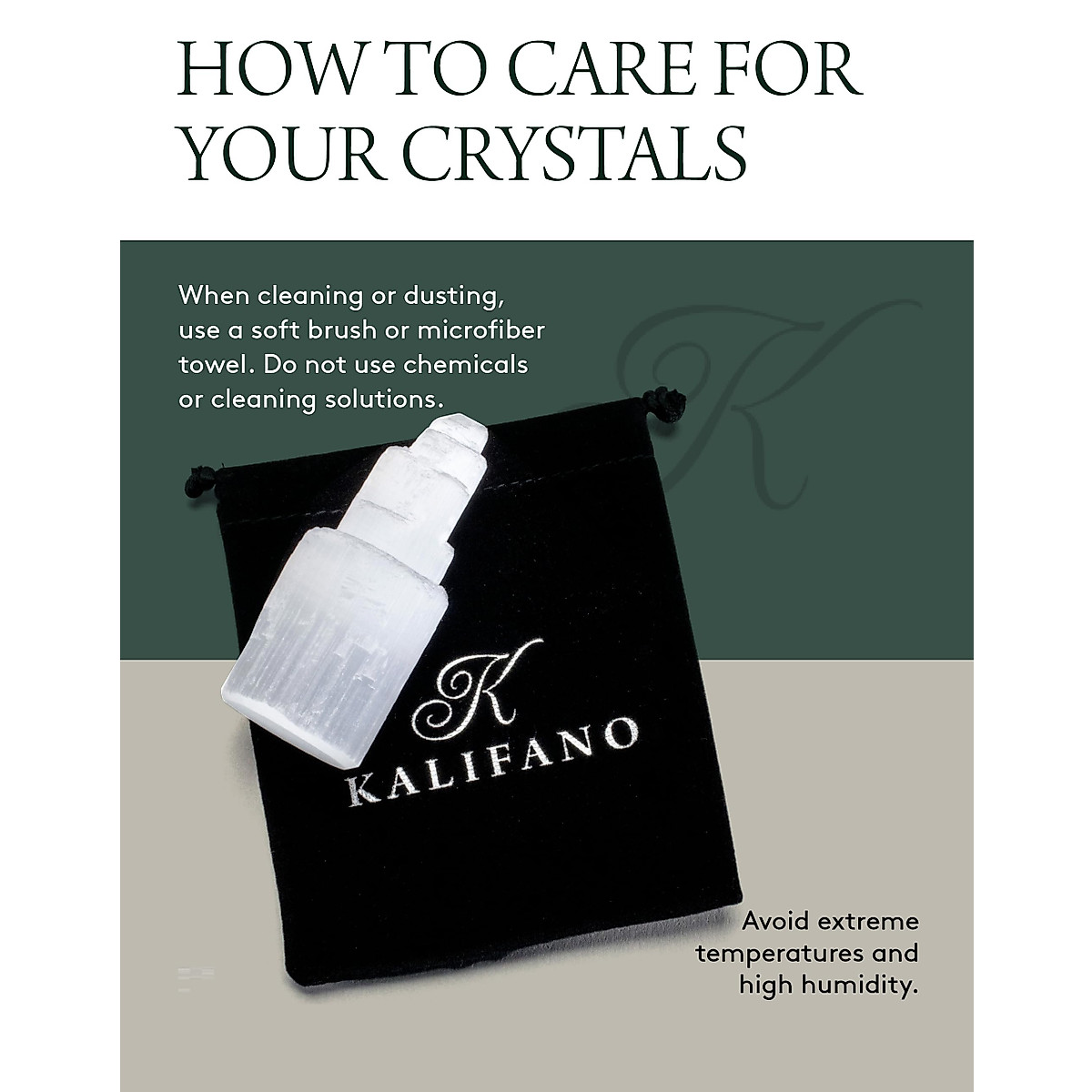 KALIFANO Selenite Skyscraper with Healing & Calming Effects - High Energy Selenita/Satin Spar Tower Used for Cleansing and Protection (Information Card Included)